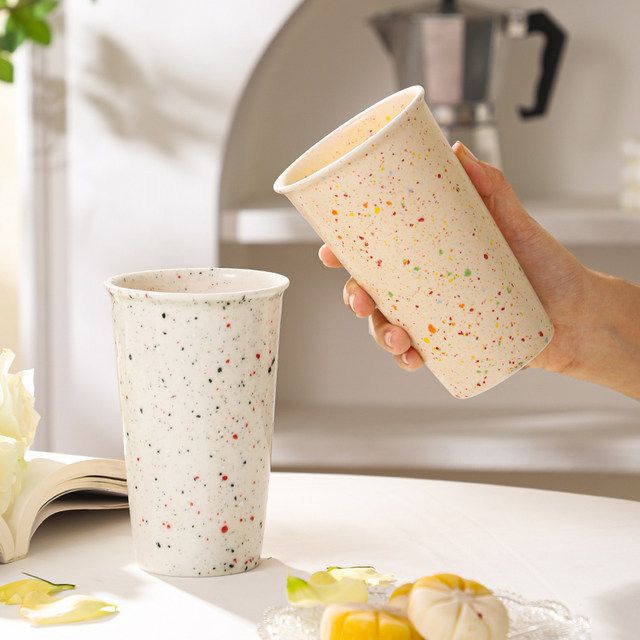Huanze Ceramic Macaron Coke Cup Large Capacity Marble Mug Simple Ink ...