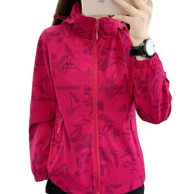 Outdoor jacket women's thin single-layer spring and autumn mesh lining ...