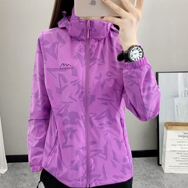Outdoor jacket women's thin single-layer spring and autumn mesh lining ...