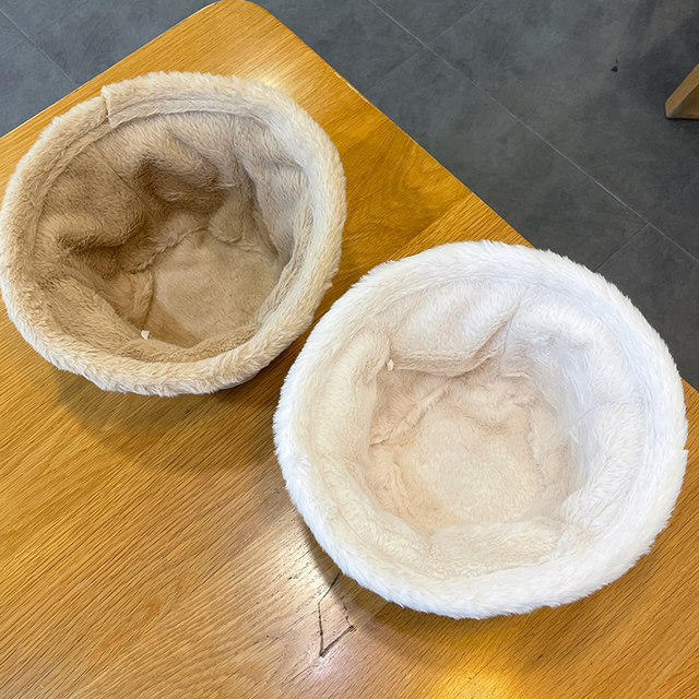 Diamond -shaped checkered thick lamb plug stitching pot women's winter ...