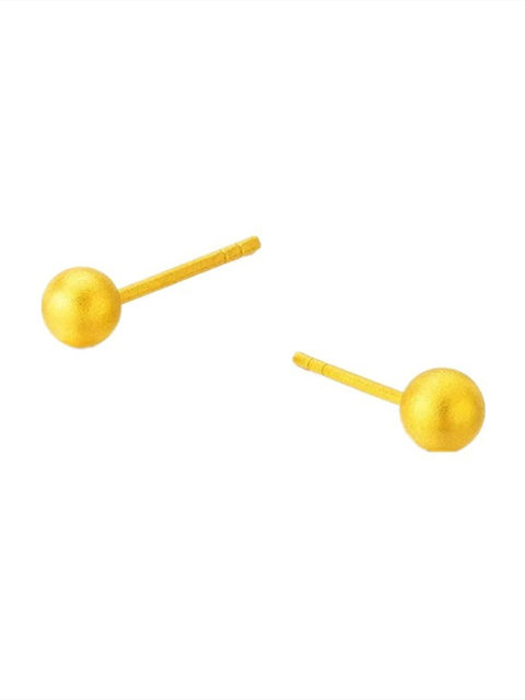 Gold Fortune Bead Earrings Women 999 Gold Plated Glossy Round Ball ...
