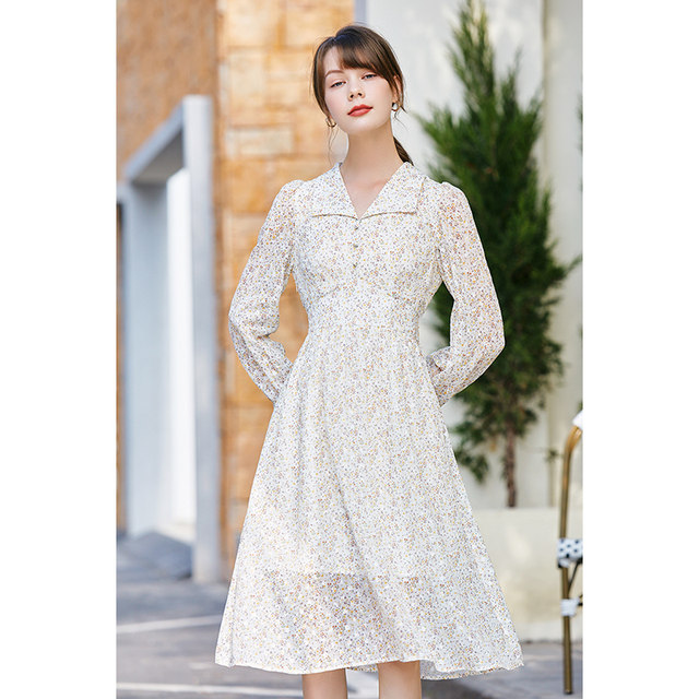 Betu 100-tu dress for women mid-length retro print waist-length sleeve ...