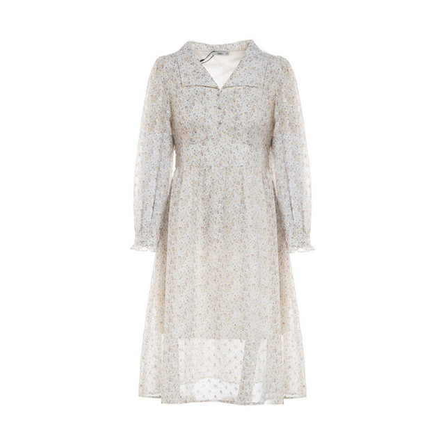 Betu 100-tu dress for women mid-length retro print waist-length sleeve ...