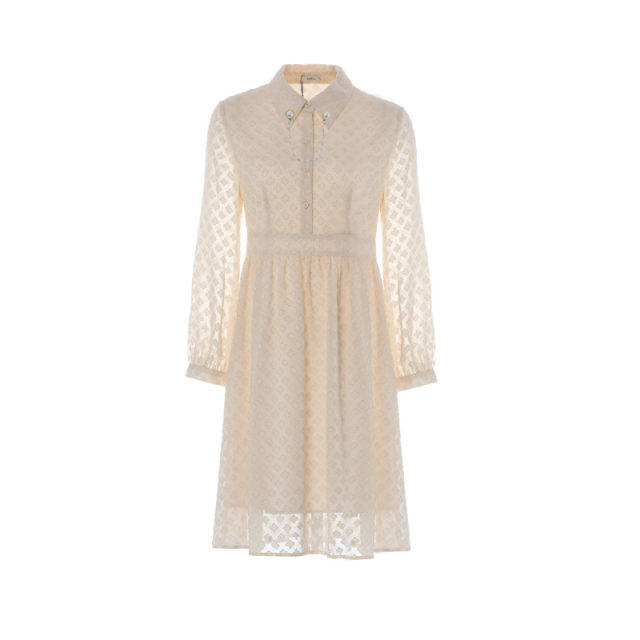 Betu 100-tu dress for women French style long sleeve waist-length mid ...