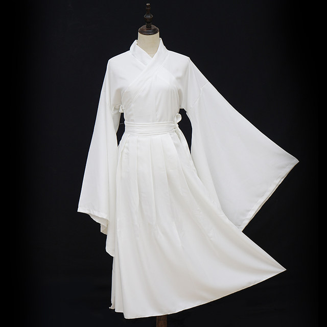 White mid-suit, mid-sleeved, Hanfu base, large sleeves, wide sleeves ...