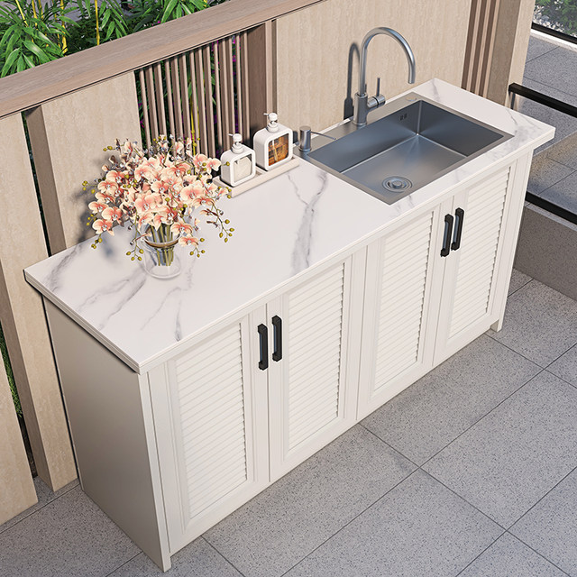 Outdoor aluminum alloy washbasin, courtyard slate sink integrated ...