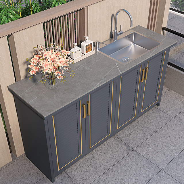 Outdoor aluminum alloy washbasin, courtyard slate sink integrated ...