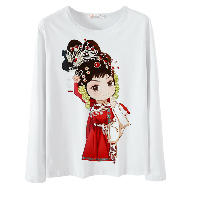 Broken shirt female long -sleeved white T -shirt tide 2023 new Peking ...