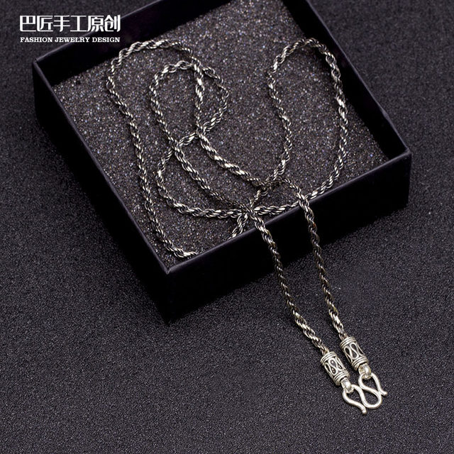 Original 925 sterling silver retro hemp rope chain Thai Buddha brand ...