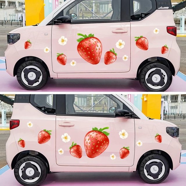 Suitable for Wuling Hongguang miniev macaron car sticker pink fruit ...
