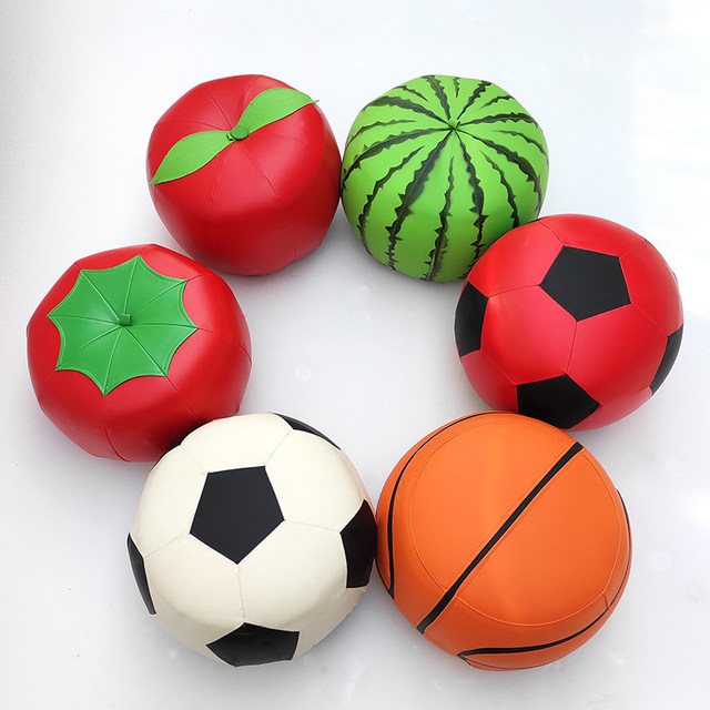 Pastoral coffee table stool, cartoon small leather pier, football round ...