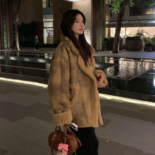 Fur integrated lamb wool jacket for women winter new high-end thickened ...