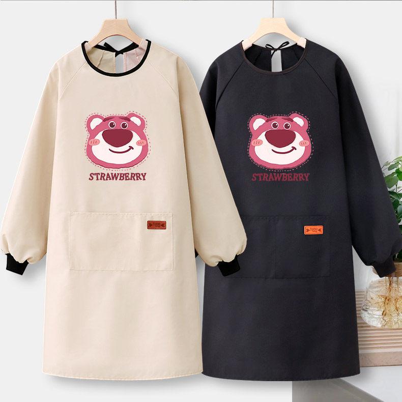 Pure cotton smock, thin apron, long sleeves, breathable home kitchen ...