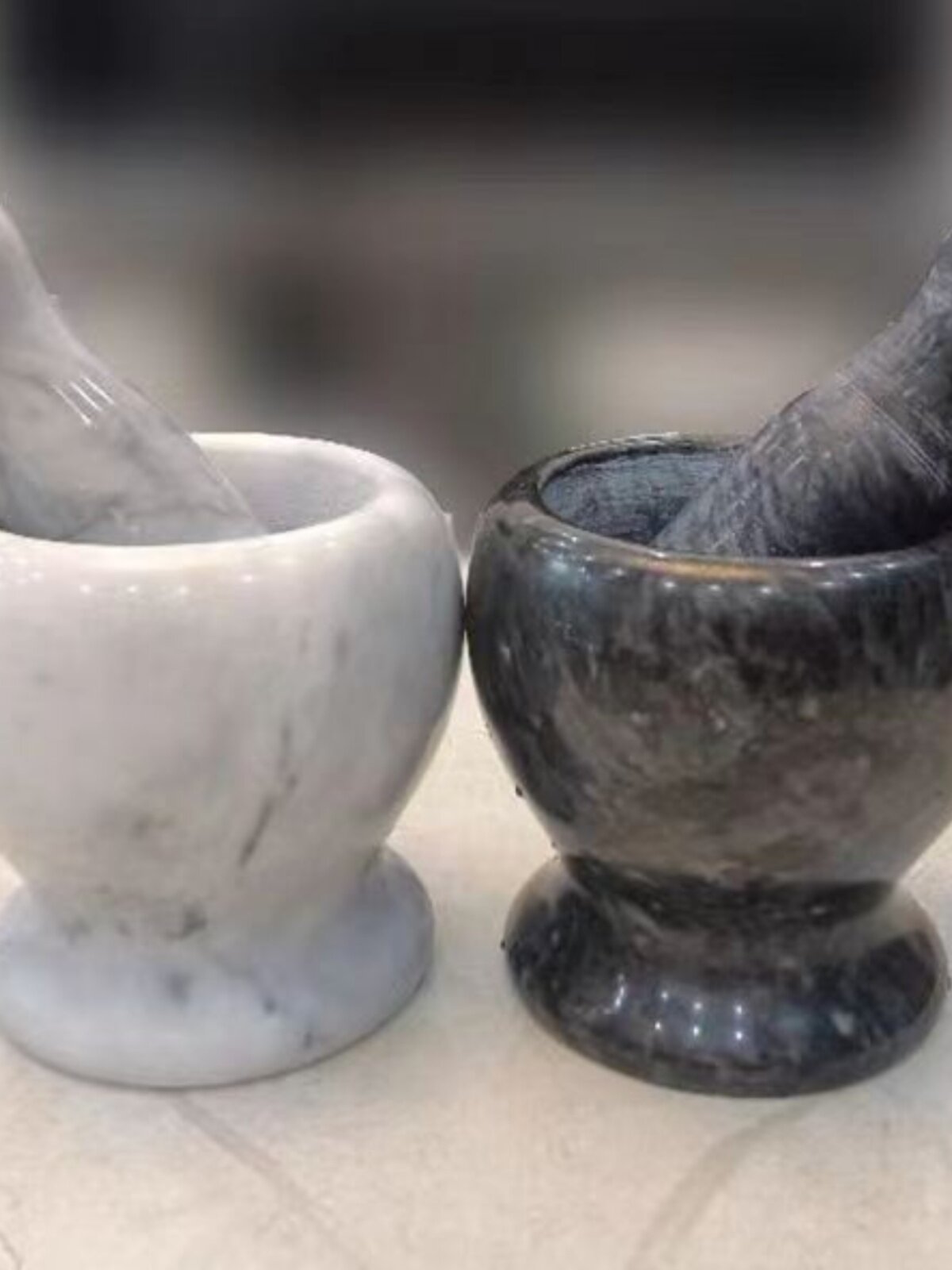 Mortier et Pilon en Marbre Reese Stone Ail - Pierre Bleue Naturelle