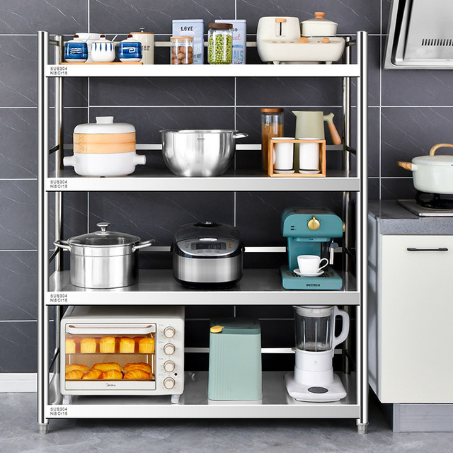 304 thickened stainless steel shelves floor-standing multi-layer ...