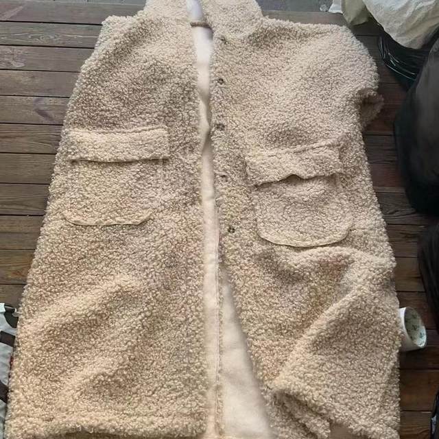 Fur integrated bag cover double pocket loose versatile lamb fur top age ...