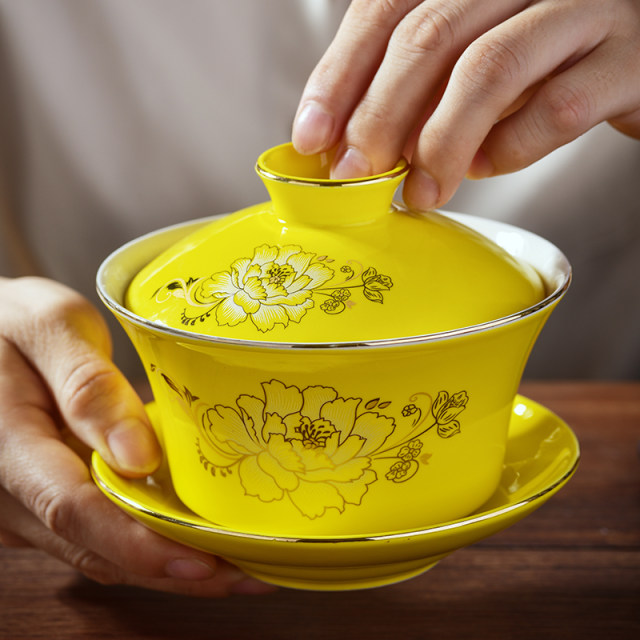 Babao Tea Extra Large Ceramic Three-Fort Covered Bowl Tea Set 420ml ...