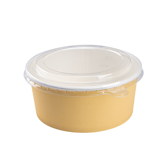 Disposable kraft paper bowl round two-color packaging box thickened ...