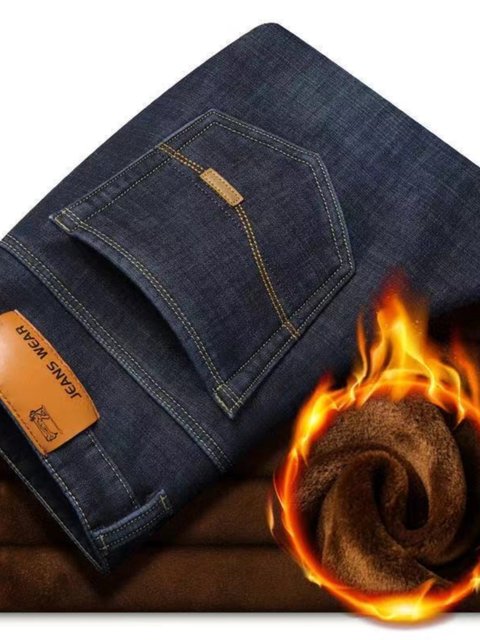 Autumn and Winter New Jeans Men's Velvet Thickeneded Straight Loose ...