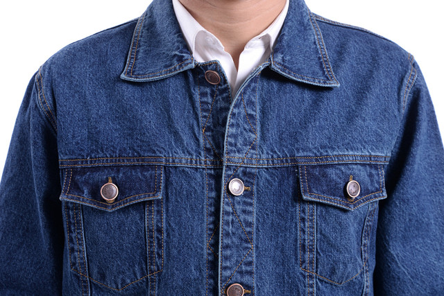 Blue denim jacket lapel long-sleeved jacket middle-aged and elderly men ...