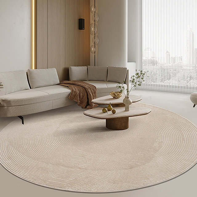 Cream style round simple modern carpet living room sofa coffee table ...