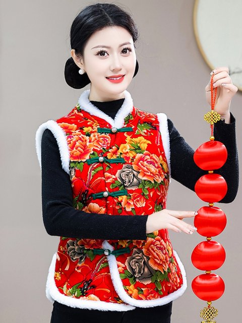 Autumn and winter cotton vest Chinese wind cotton jacket shit ...