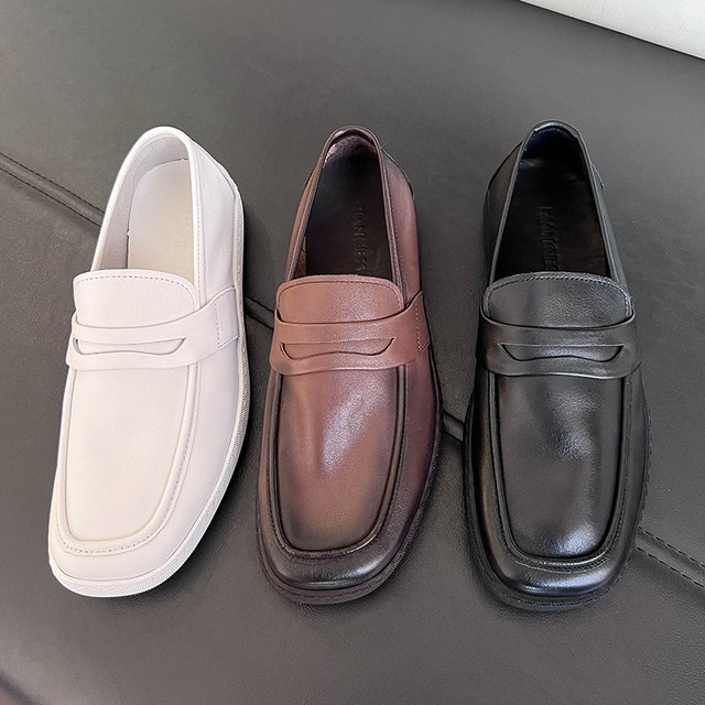 Summer thin -faced single -layer leather sleeve foot Carrefour shoes ...