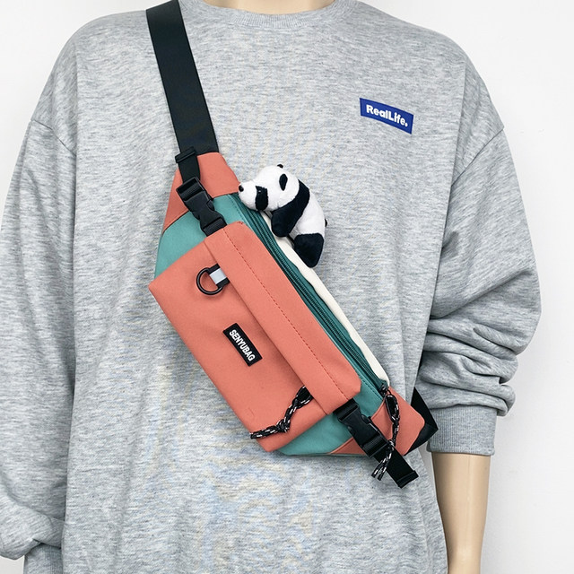 ins trendy brand chest bag men's casual Japanese single shoulder small ...