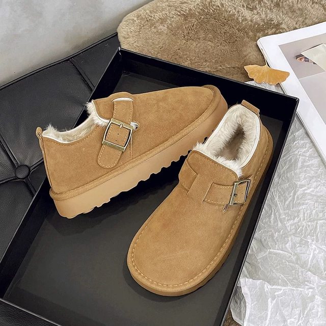 Thick-soled velvet thickened Birkenstock shoes for women in winter 2024 ...