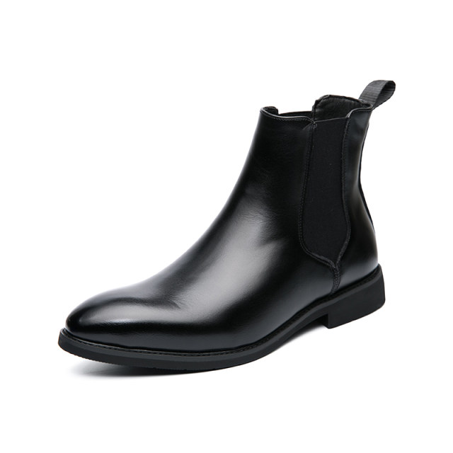 Boots Men's High-Top Leather Shoes Chelsea Boots Men's Mid-Top Summer ...