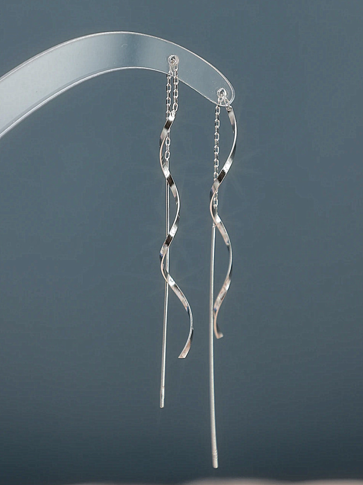 2024 new trendy S-shaped wavy anti-lost ear wire, simple women's long ...