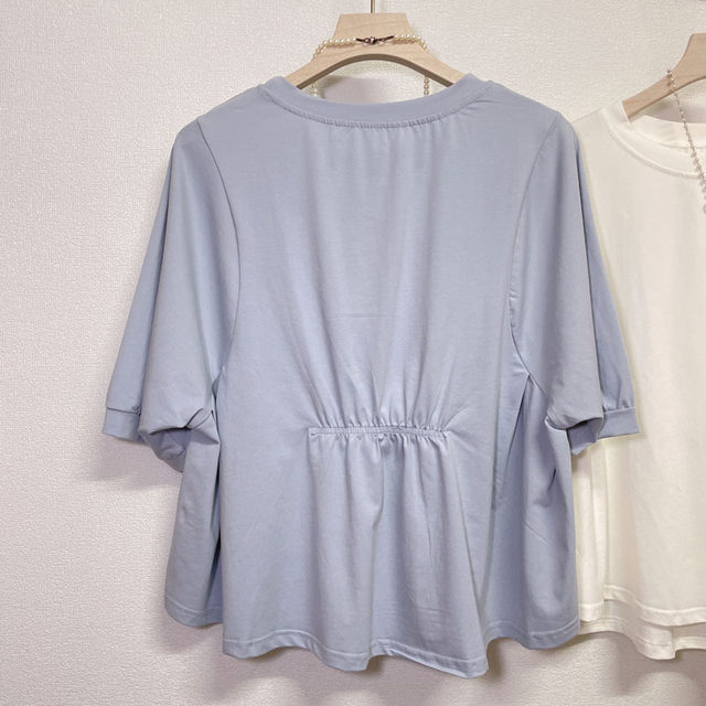 Short-front, long-back shirt, age-reducing, belly-covering, loose ...