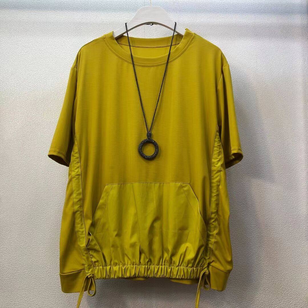 Summer Korean style large pocket drawstring pleated slimming loose ...