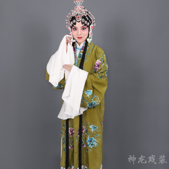 Peking opera old lady troupe flower girl pair in ancient costumes ...
