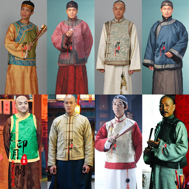 At the end of the Qing Dynasty, the men's gown, a gown, a girch gown ...