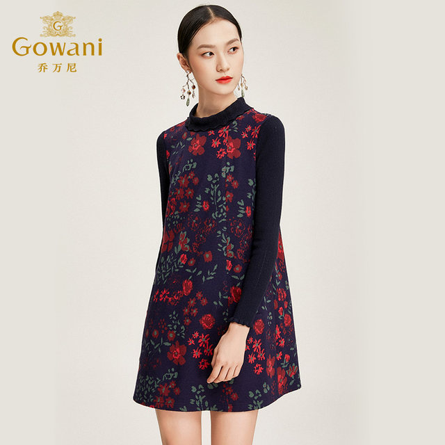 Giovanni Dress New Autumn and Winter Rose Floral Base Dress Trendy Mid ...