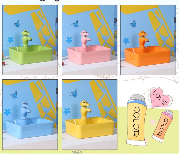 Kindergarten Children's Color Cartoon Wash Basin Ceramic Table Basin