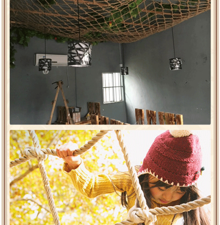 Hemp rope grid decorative net hemp rope woven net ceiling bar retro ...