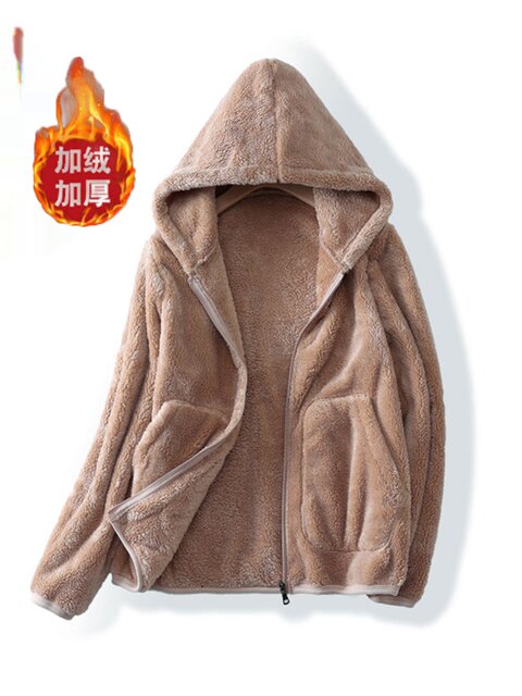 Coral Fleece Jacket for Women 2025 Autumn and Winter New Hooded Fleece ...