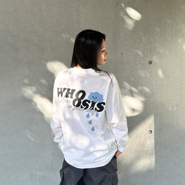 WHOOSIS (unknown name) weather series crochet pocket long-sleeved T ...