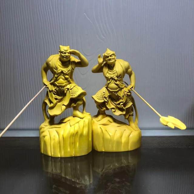 Yaibai Huang Poppy Wood Carving Sealing God Bang Qianli Eyes Shun Feng ...