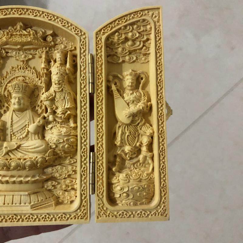 Boxwood carving of Qingshui Patriarch Dafu Vajra Guanyin Amitabha ...