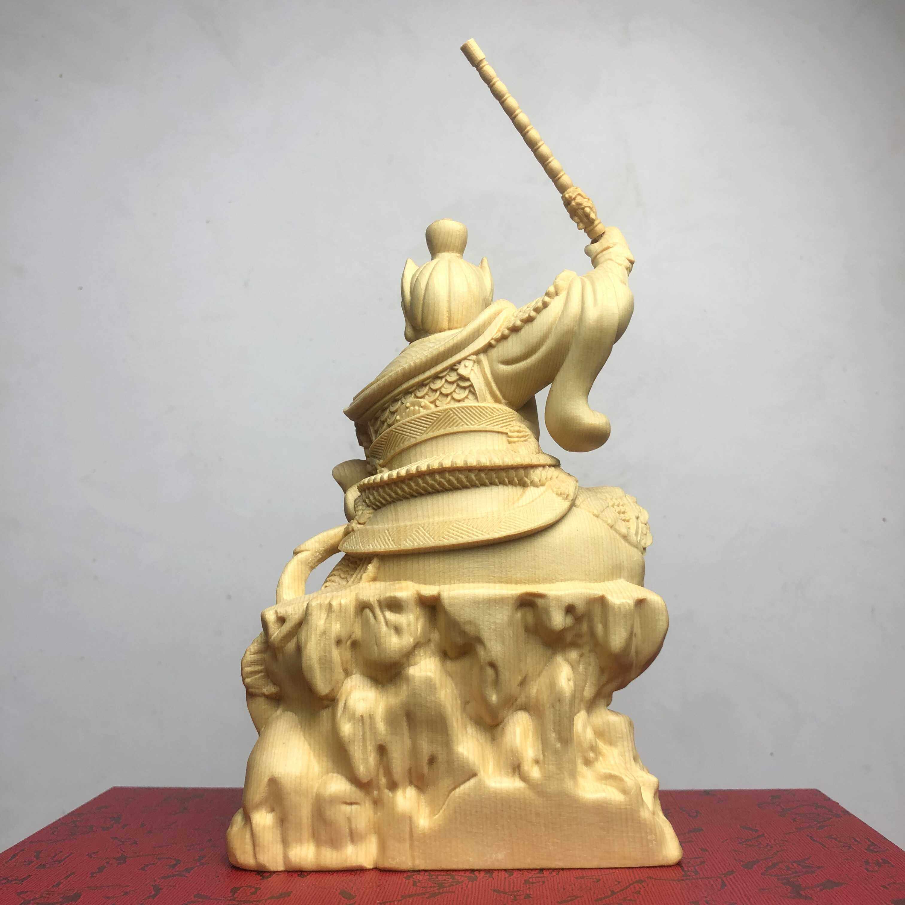 Cypress wood carving, Taoist's greatest protector, Three-Eyed King ...