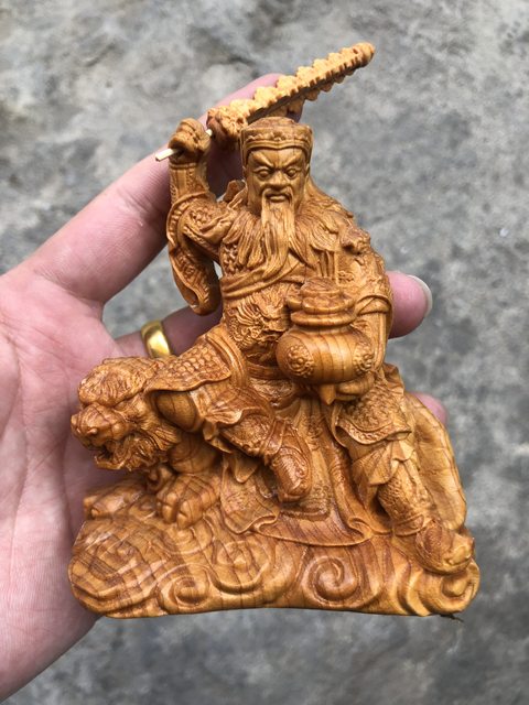 Cliff cypress wood carving black tiger Xuantan Marshal Zhao Gongming ...