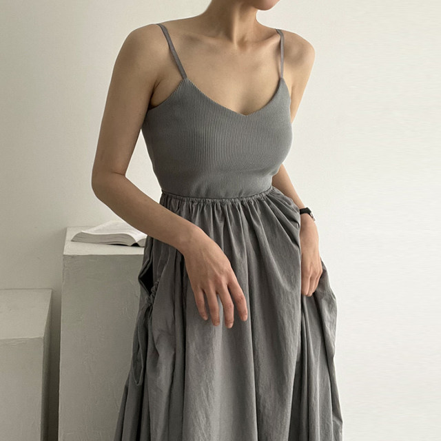 Korean Chic Summer French Niche U-Neck Off-Shoulder Ruched Waist ...