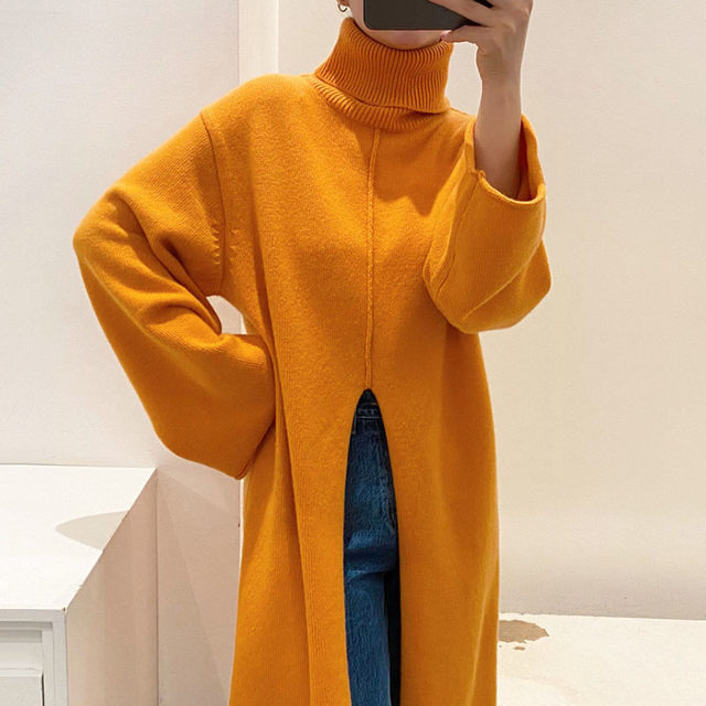 South Korea Chic niche versatile orange white high -necked warm and ...