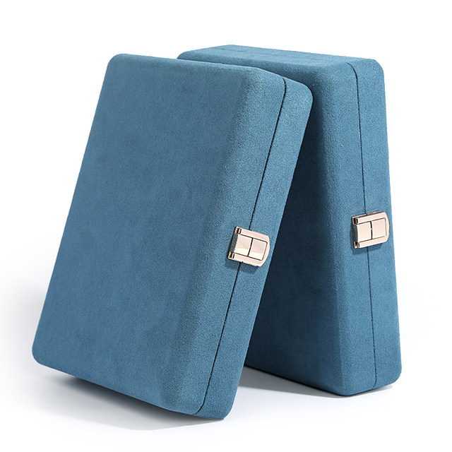 Super fiber blue exterior and beige interior high-end jewelry box ...