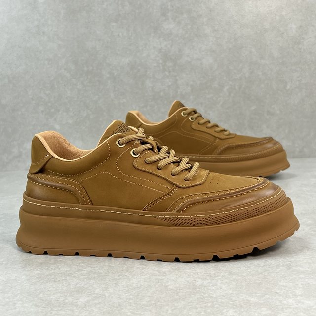 American retro frosted cowhide elevated sneakers, new casual outdoor ...