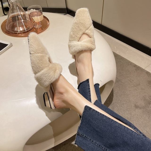 Baotou thick heel half slippers for women to wear outside 2024 new ...