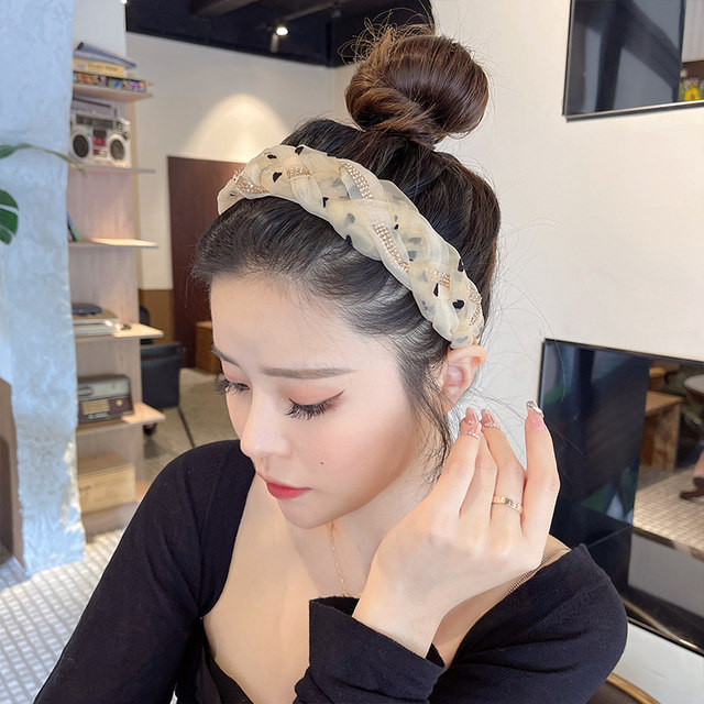 High -end mesh inlaid drilling hair hoop 2022 Net red new twist head ...